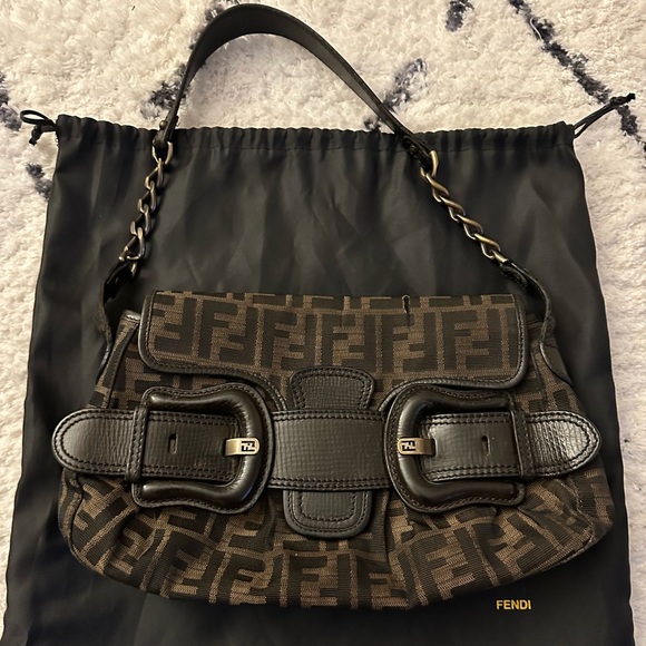 Fendi | Bags | Fendi Monogram Bag With Leather Belt Buckles And Chain ...